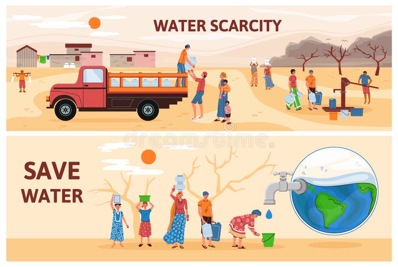 Save Water Horizontal Banners Stock Vector - Illustration of ecology ...