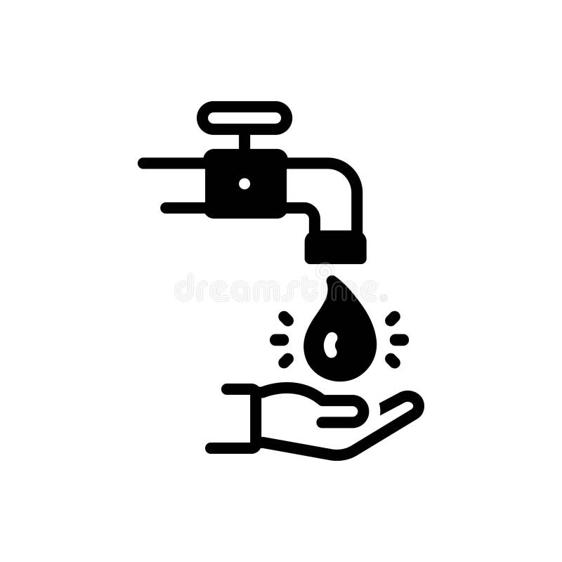 Black Solid Icon for Save Water, Save and Natural Stock Vector ...