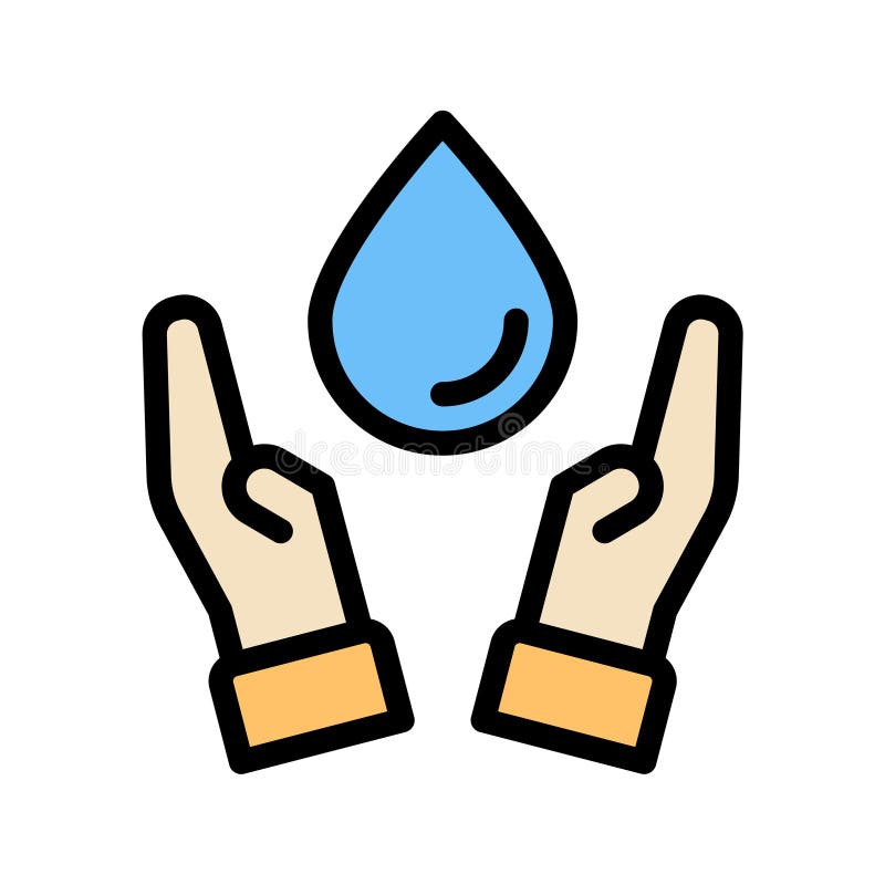 Save Water Icon Conservation Design in Flat Line Color Style Stock ...