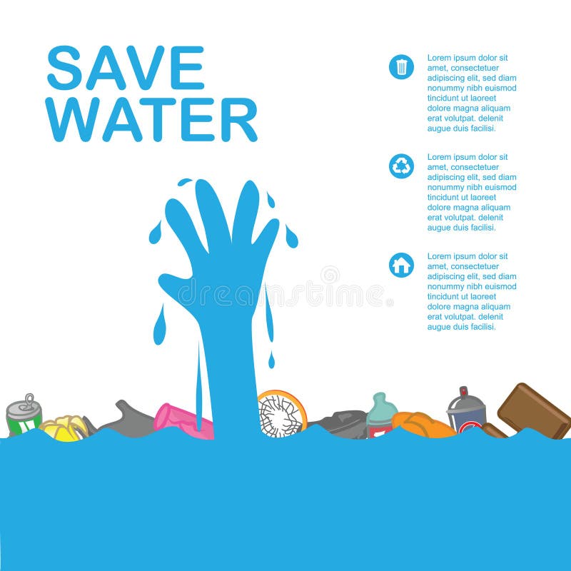 Save Water Infographic Presentation. Vector Illustration Decorative ...
