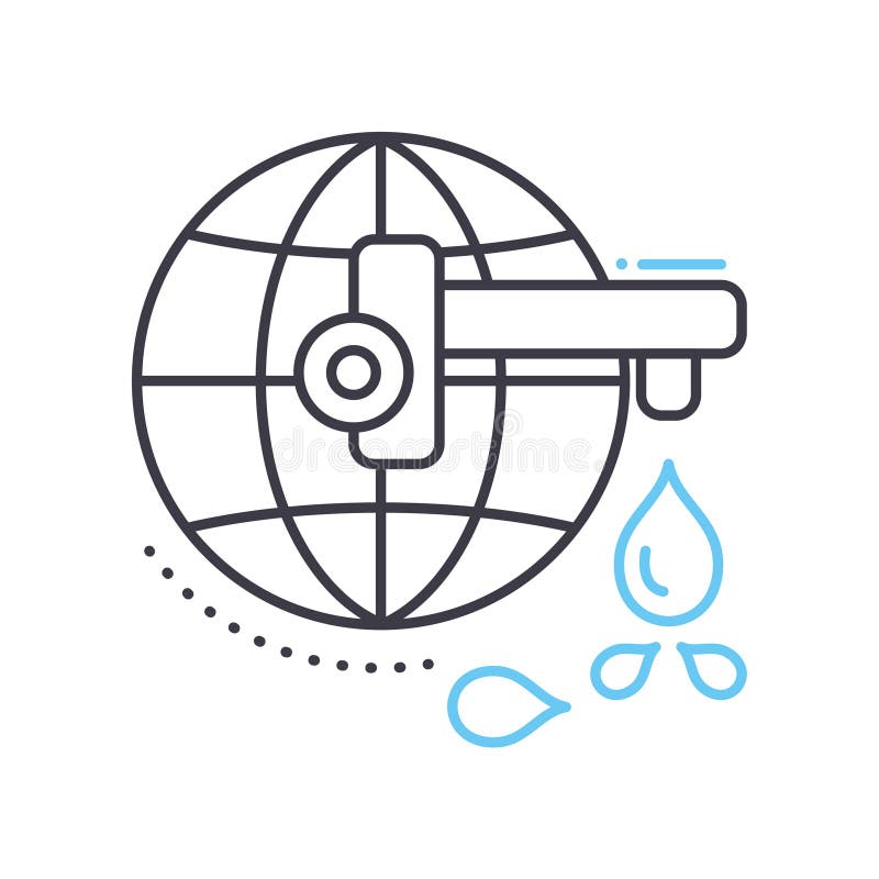 Save Water Line Icon, Outline Symbol, Vector Illustration, Concept Sign ...