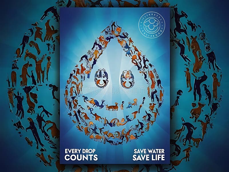 Save Water Poster with Eco-Friendly Message and Blue Gradient Stock ...