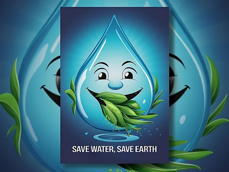 Save Water Poster with Eco-Friendly Message and Blue Gradient Stock ...