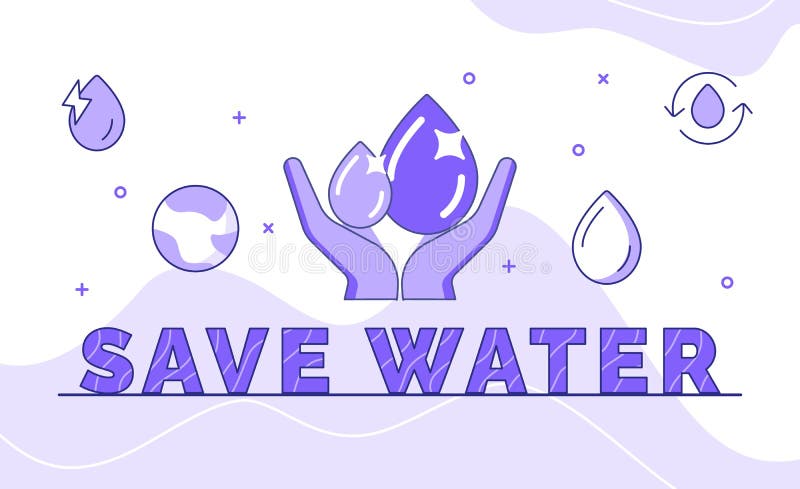 Save Water Typography Calligraphy Word Art with Outline Style Stock ...