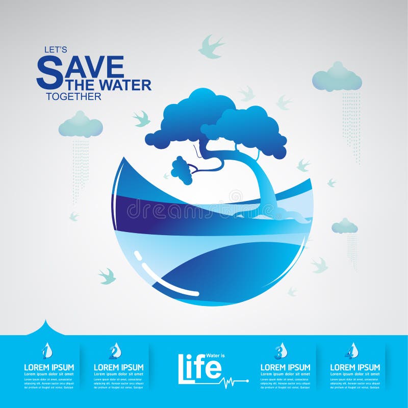 Save Water Vector Concept Ecology Stock Vector - Illustration of ...