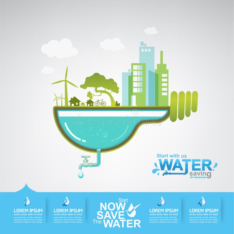 Save the Water Vector Concept Start Saving. Stock Vector - Illustration ...