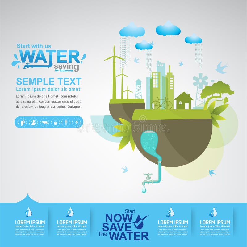 Save the Water Vector Concept Start Saving. Stock Vector - Illustration ...