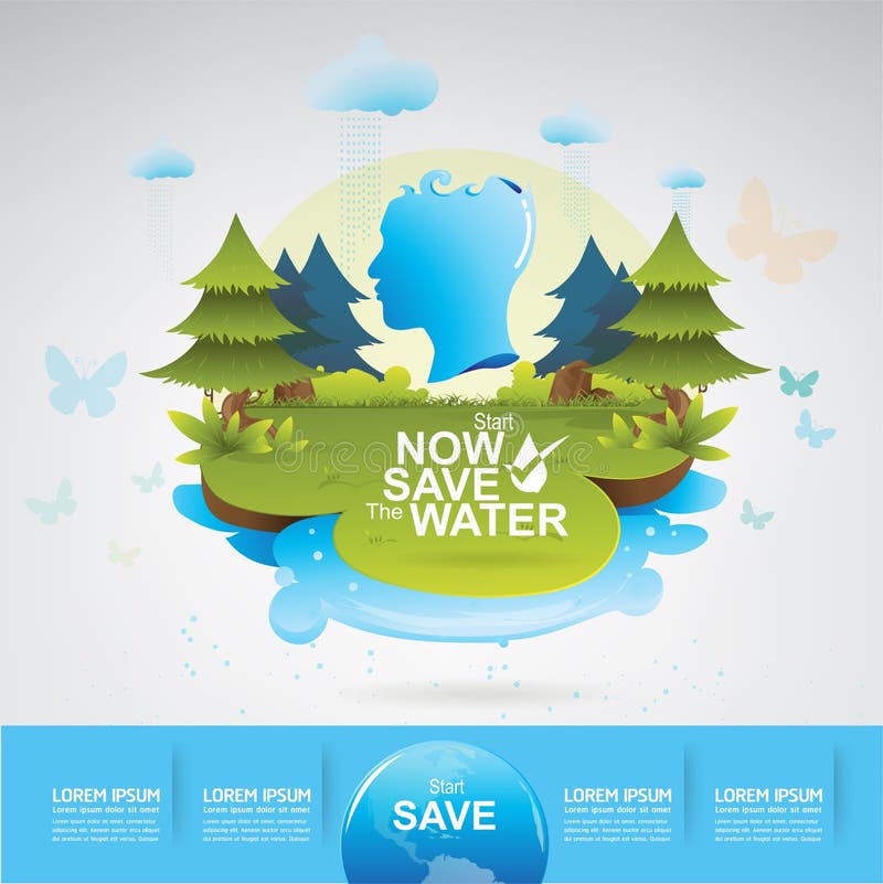 Save the Water Vector Concept Start Saving. Stock Vector - Illustration ...