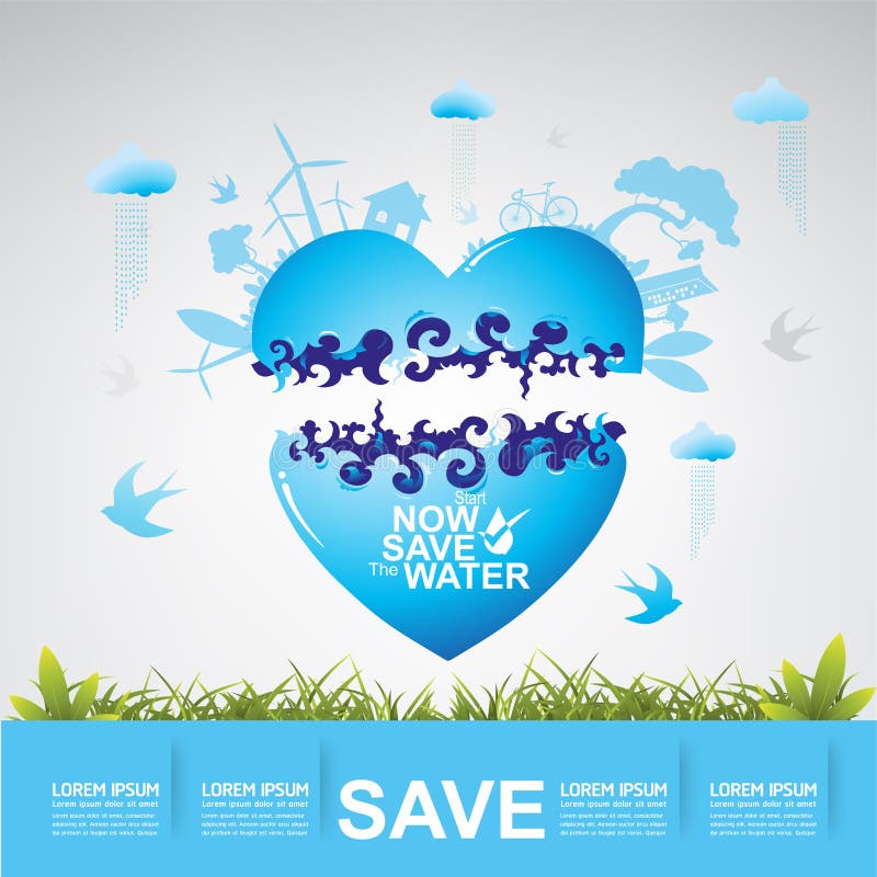 Save the Water Vector Concept Start Saving. Stock Vector - Illustration ...