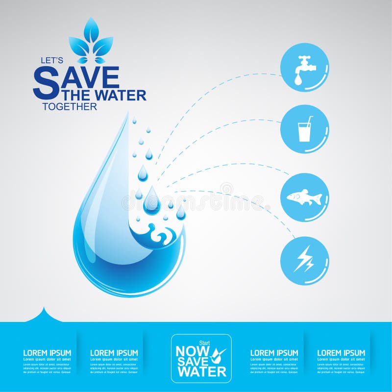 Save water stock vector. Illustration of ambience, environment - 12473190