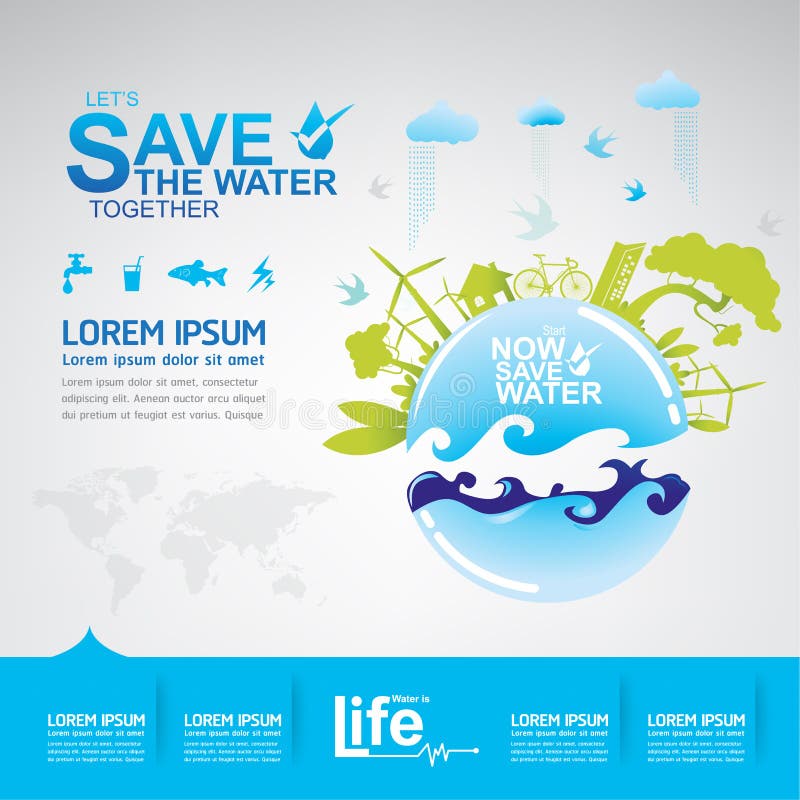 Save Water Vector stock vector. Illustration of environment - 65755908