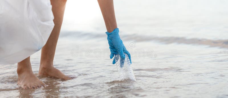 Save Water. Volunteer Pick Up Trash Garbage at the Beach and Plastic ...