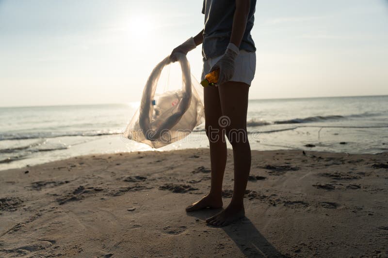 Save Water. Volunteer Pick Up Trash Garbage at the Beach and Plastic ...