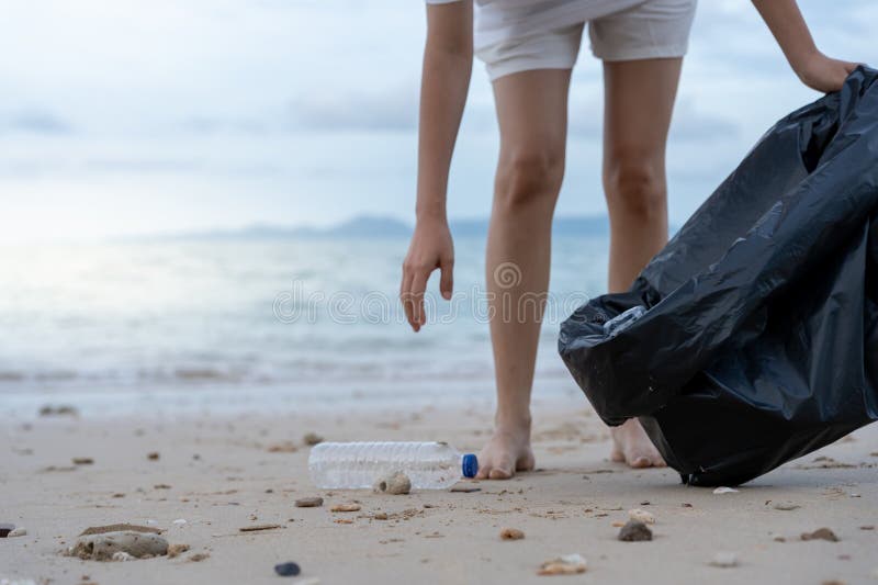 Save Water. Volunteer Pick Up Trash Garbage at the Beach and Plastic ...
