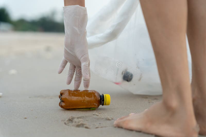 Save Water. Volunteer Pick Up Trash Garbage at the Beach and Plastic ...