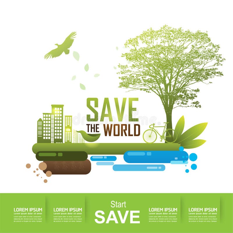 Save the World, Ecology Concept Go Green Stock Vector - Illustration of ...