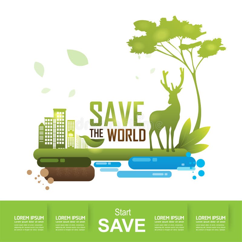 Save the World, Ecology Concept Go Green Stock Vector - Illustration of ...