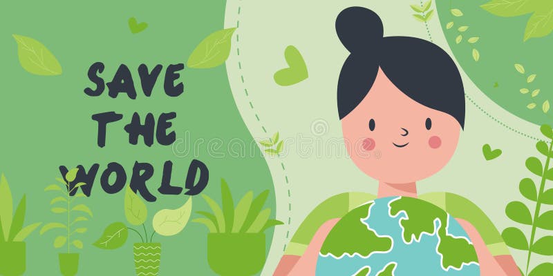 Save the World Concept. Woman Hugging Planet Earth Stock Vector ...