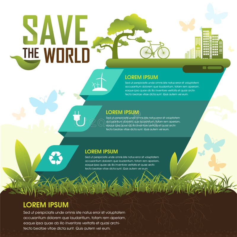 Save the World, Ecology Concept Go Green Stock Vector - Illustration of ...