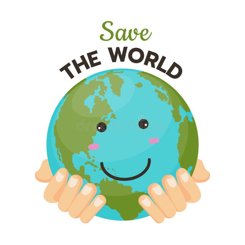 Save the World with Hand Hold Earth World Smile Vector Design Stock ...