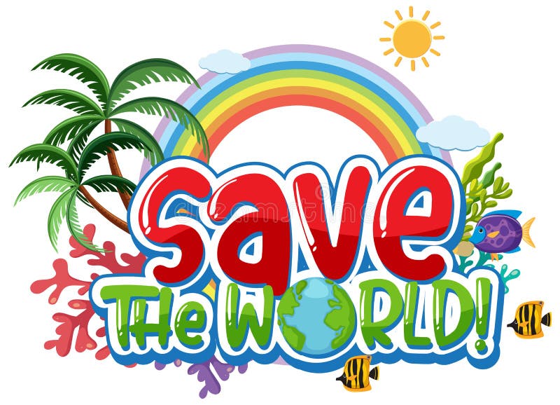 Save the World Poster Design with Ocean Animals and Corals Stock Vector ...