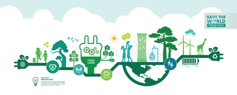 Save the World Together Green Ecology Vector Illustration. Stock Vector ...