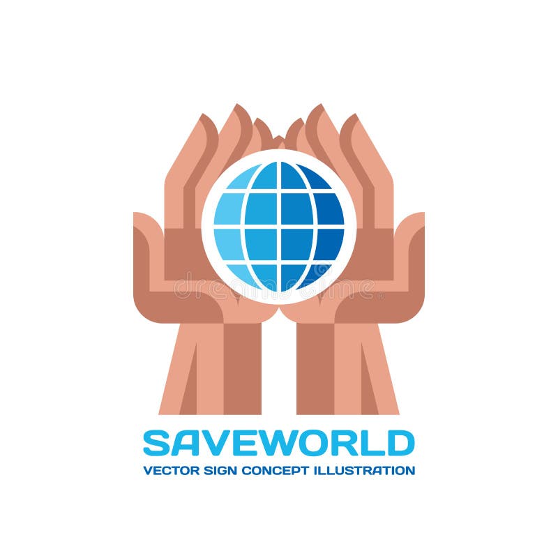 Save World - Vector Logo Template Concept Illustration in Flat Style ...