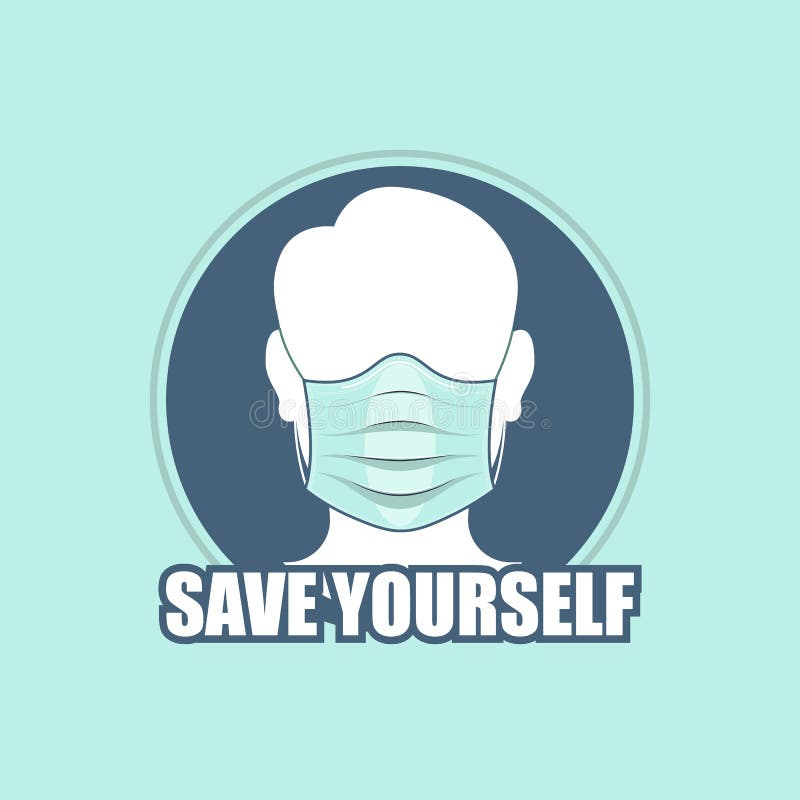 Save Yourself Icon with a Silhouette of a Man in a Mask Protected from ...