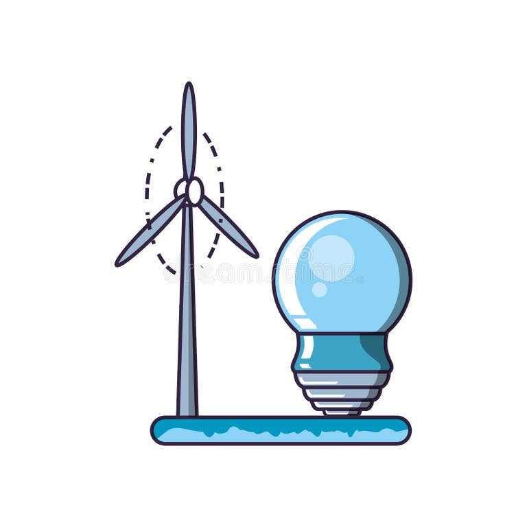 Saving Bulb Electric with Windmill Stock Illustration - Illustration of ...