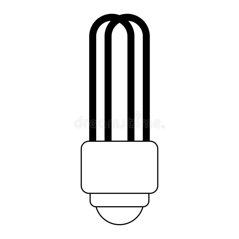 Saving Bulb Light Symbol in Black and White Stock Vector - Illustration ...