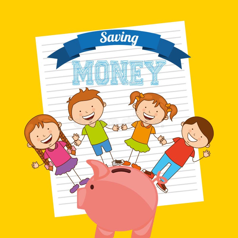 Saving children stock vector. Illustration of banking - 59940837