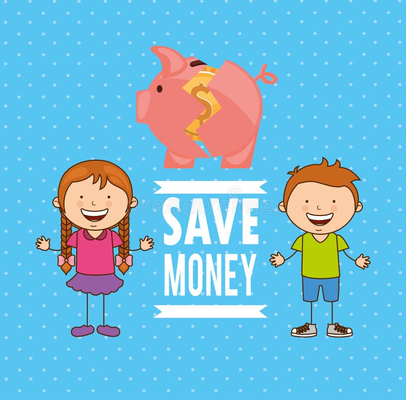 Saving children stock vector. Illustration of piggy, happy - 59943718
