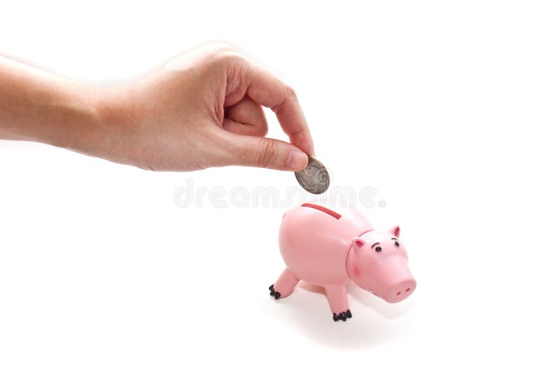 Penny Piggy Bank Hand stock image. Image of coin, increasing - 24285201