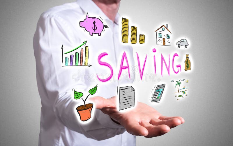Saving Concept Above a Human Hand Stock Image - Image of loan, hand ...