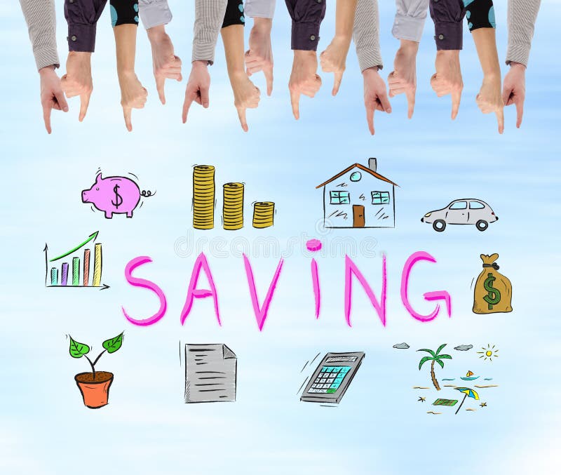 Saving concept on a wall stock image. Image of saving - 106219383
