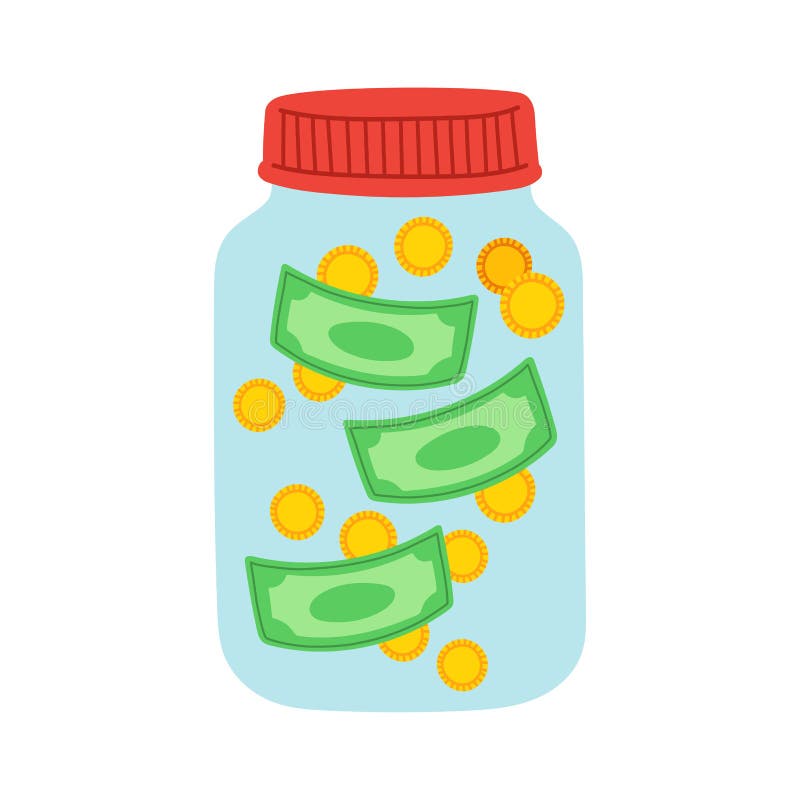 Saving Dollar Coin in Jar. Concept Vector. Flat Design Style Vector ... Saving Dollar Coin in Jar. Concept Vector. Flat Design Style Vector ...