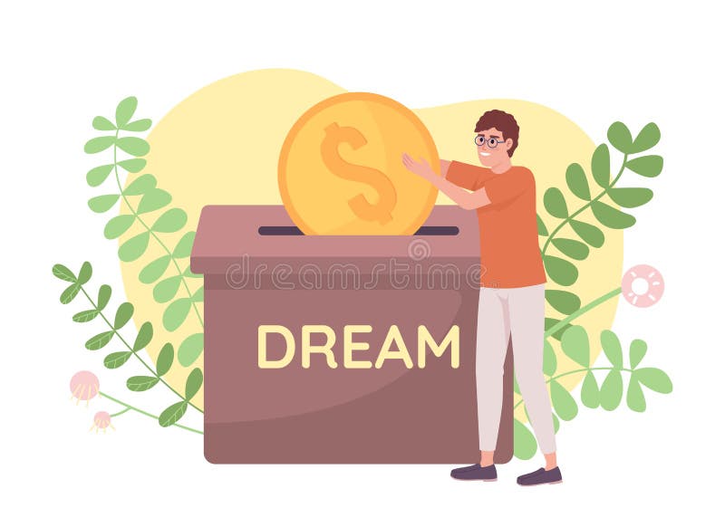 Saving for Dream Flat Concept Vector Illustration Stock Vector ...