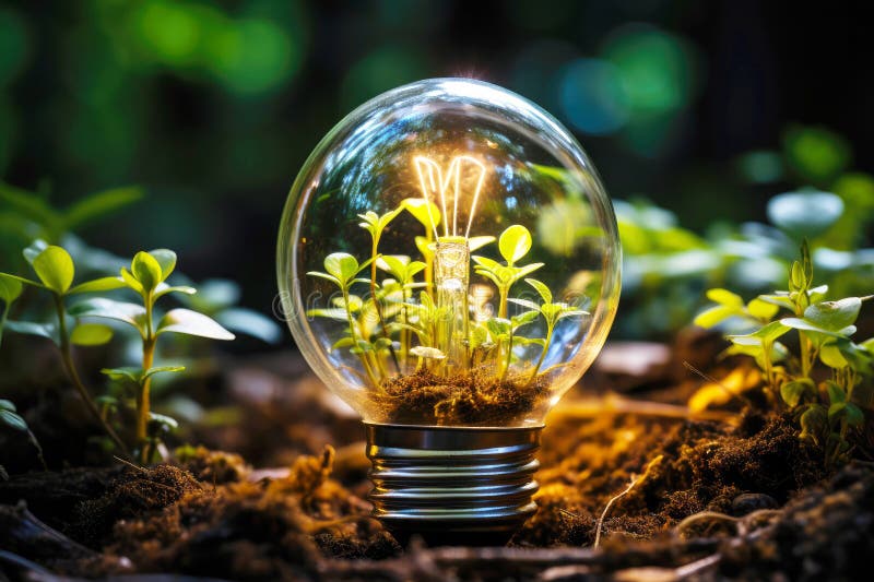 Saving Earth S Resources: Sprouting Plant Inside Eco-friendly Bulb ...