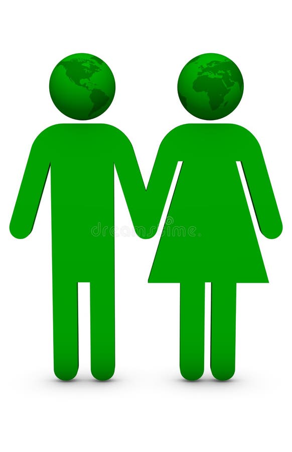 Saving the Earth Together stock illustration. Illustration of male ...