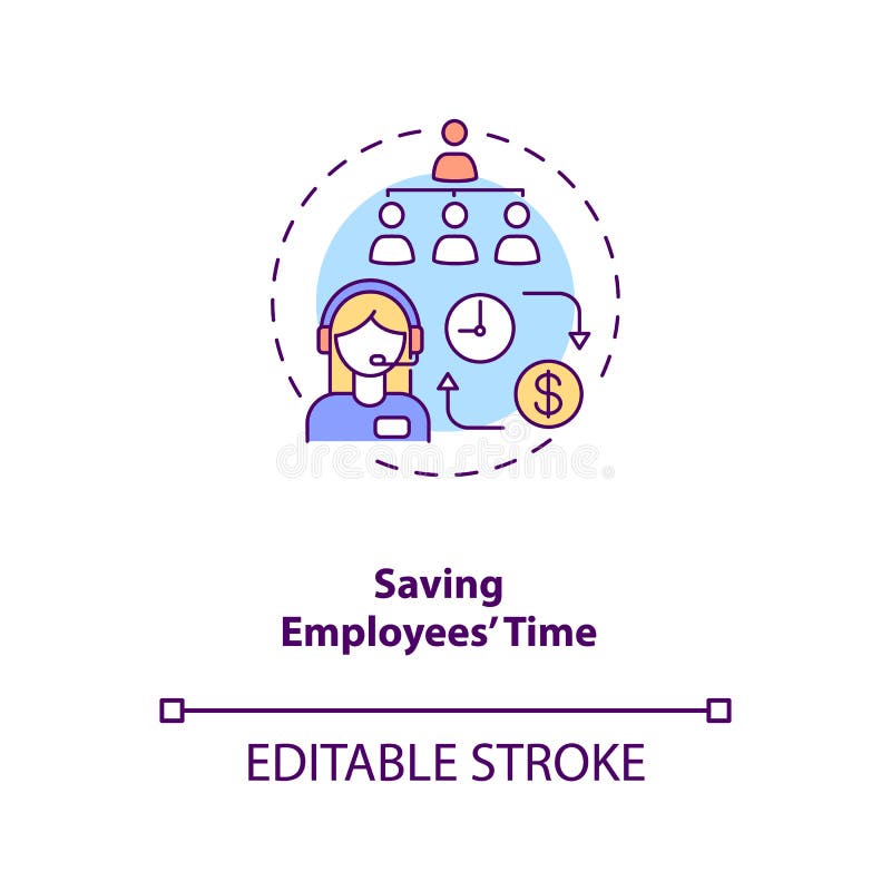 Saving Employees Time Concept Icon Stock Vector - Illustration of ...