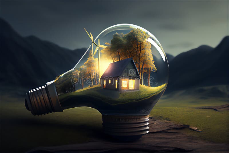 Saving Energy Concept Eco Problems Solution Illustrated As Light Bulb ...