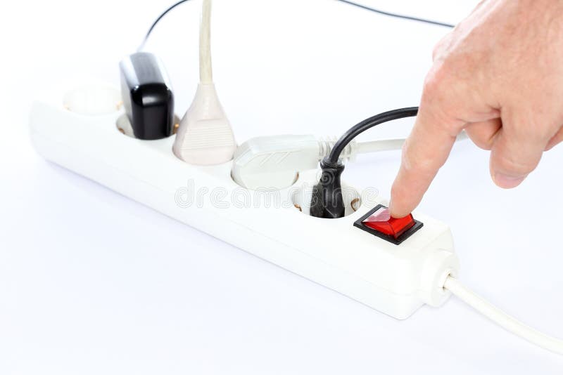 Saving Energy with Finger is Switching Off Stock Photo - Image of save ...