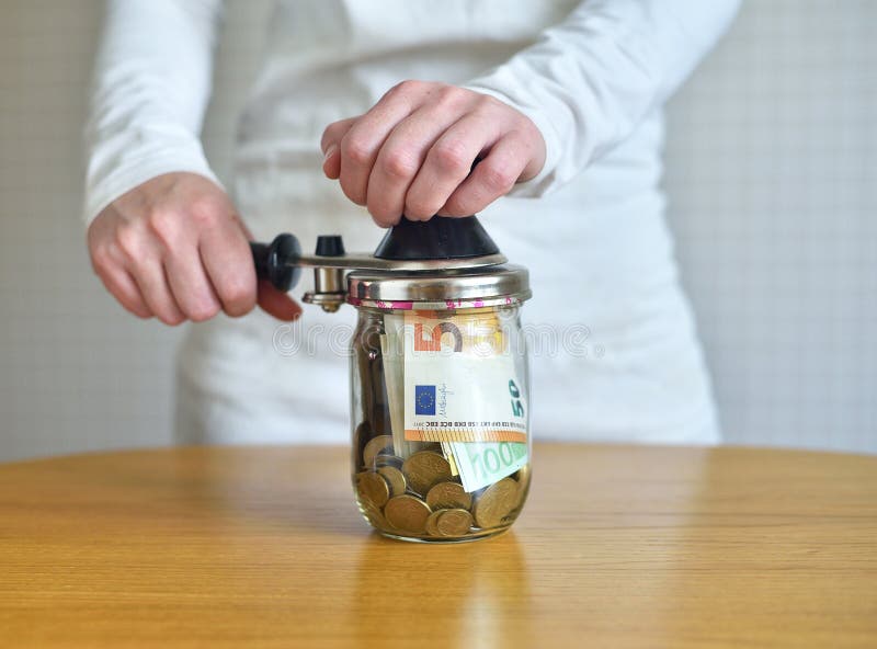 Saving Euro Money in Glass Jar Stock Image - Image of concept, coin ...