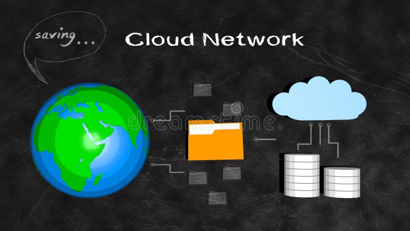 Saving Files in the Cloud stock illustration. Illustration of saving ...
