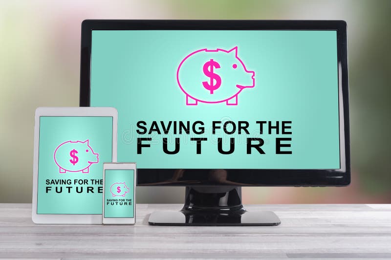 Saving for the Future Concept on Different Devices Stock Image - Image ...