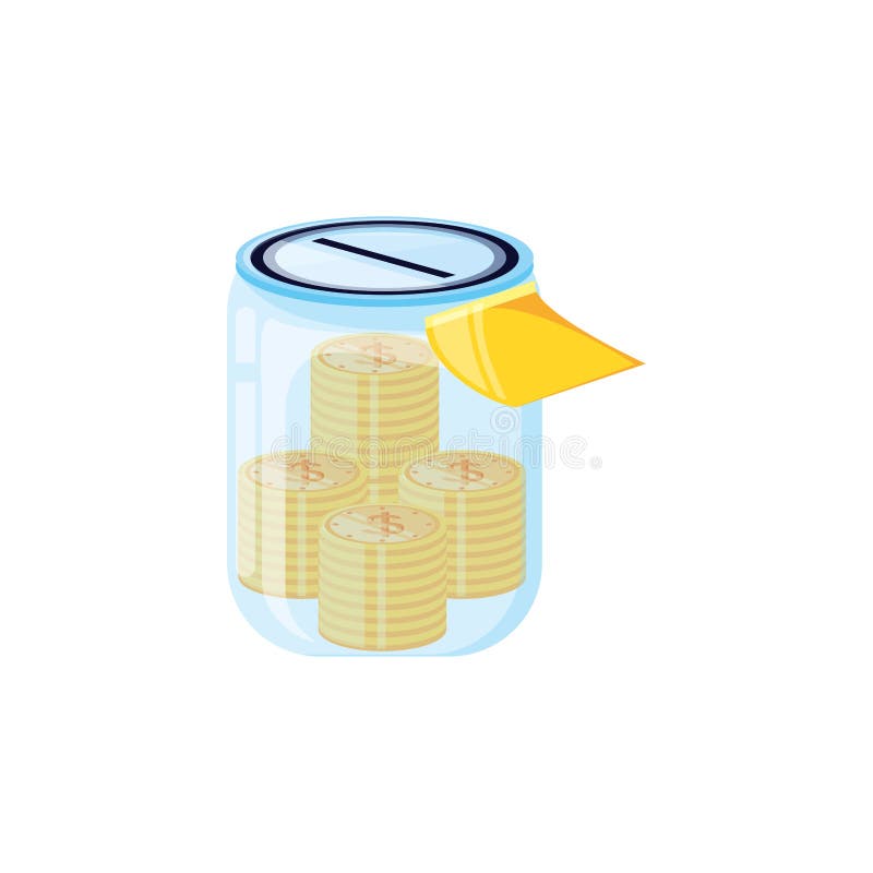 Saving Jar with Money Coins Stock Vector - Illustration of flat, dollar ...