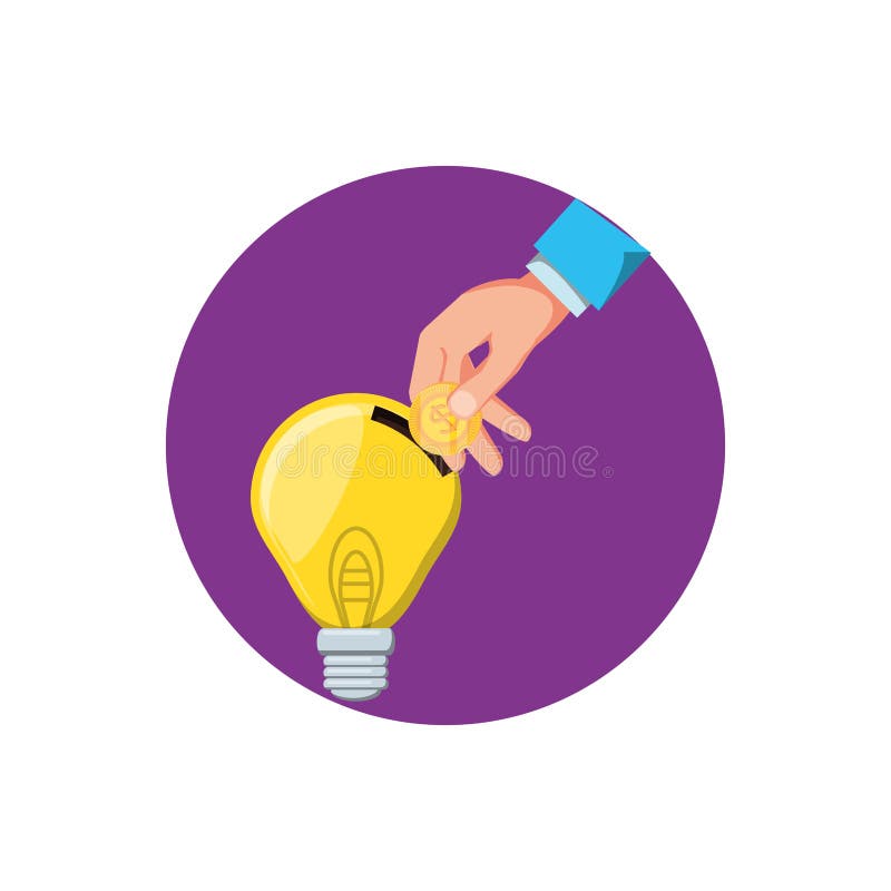 Saving Light Bulb with Hand Stock Vector - Illustration of earnings ...