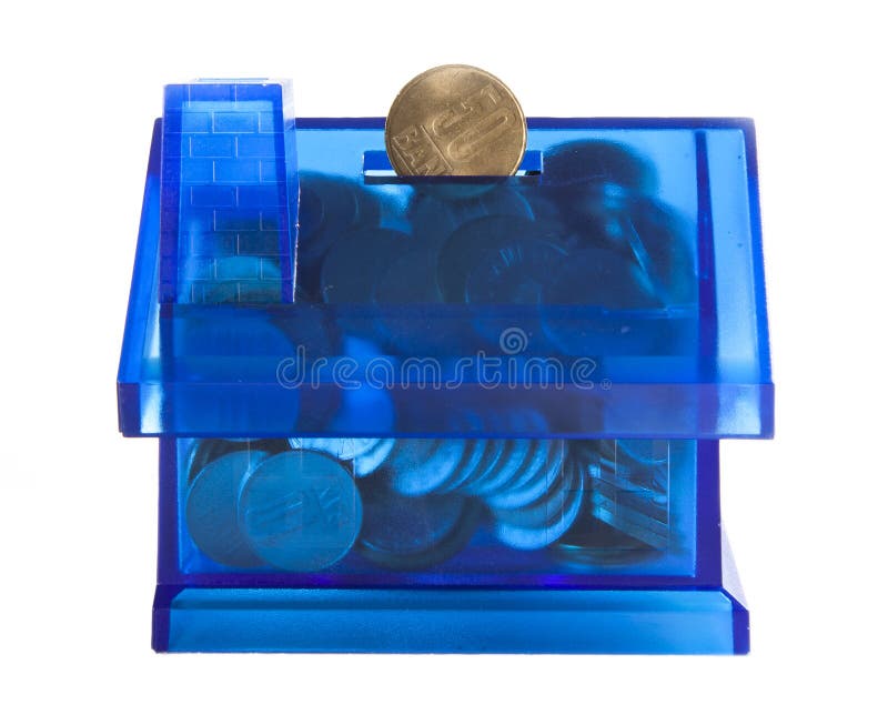Saving Money in Blue House Bank Stock Image - Image of grow, funding ...