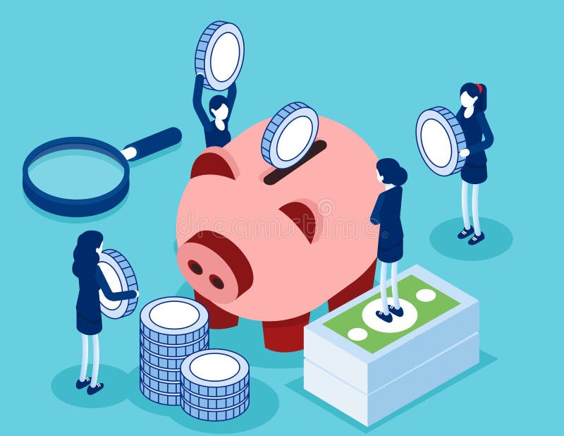 Saving Money or Cash Back Concept. Blue Coins Stack and Banknotes ...