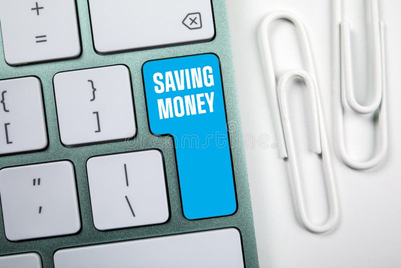 Saving Money. Computer Keyboard on a White Office Table Stock Image ...